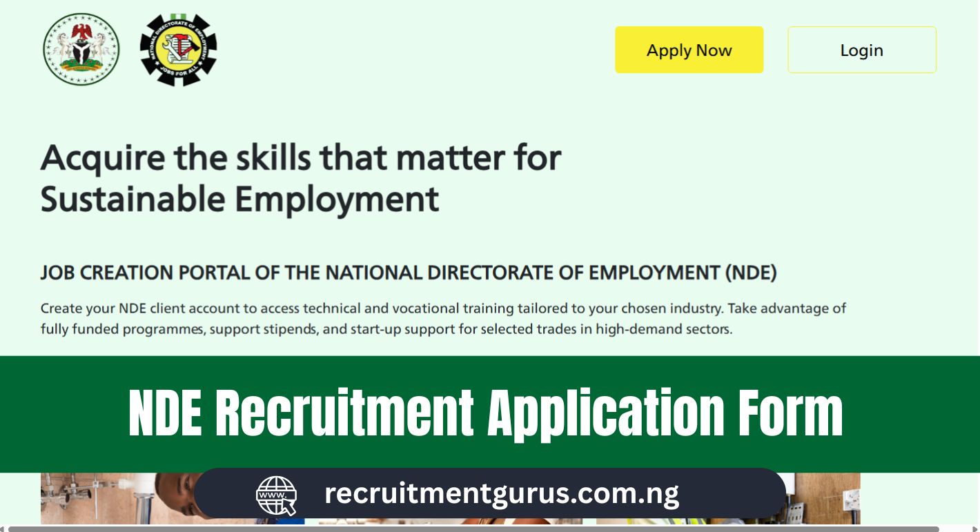 NDE Recruitment Application Form 2025/2026 | How to Apply, Requirements & FAQs - Recruitment Gurus